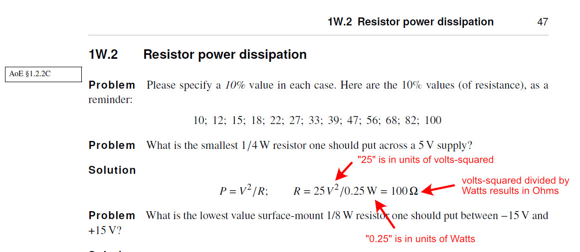 A reader was confused by the units in the power problem of 1W.2 ...